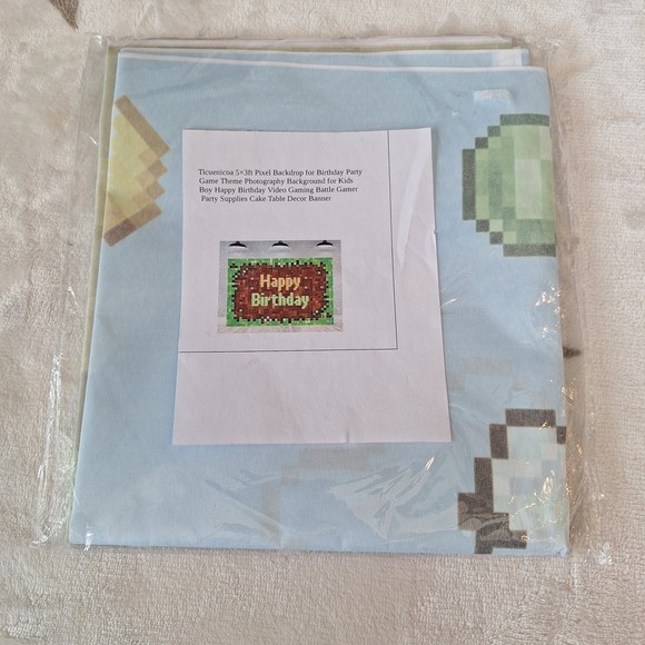 Party Supplies | Pixel Video Game Birthday Banner 5x3 Feet Decorations ...